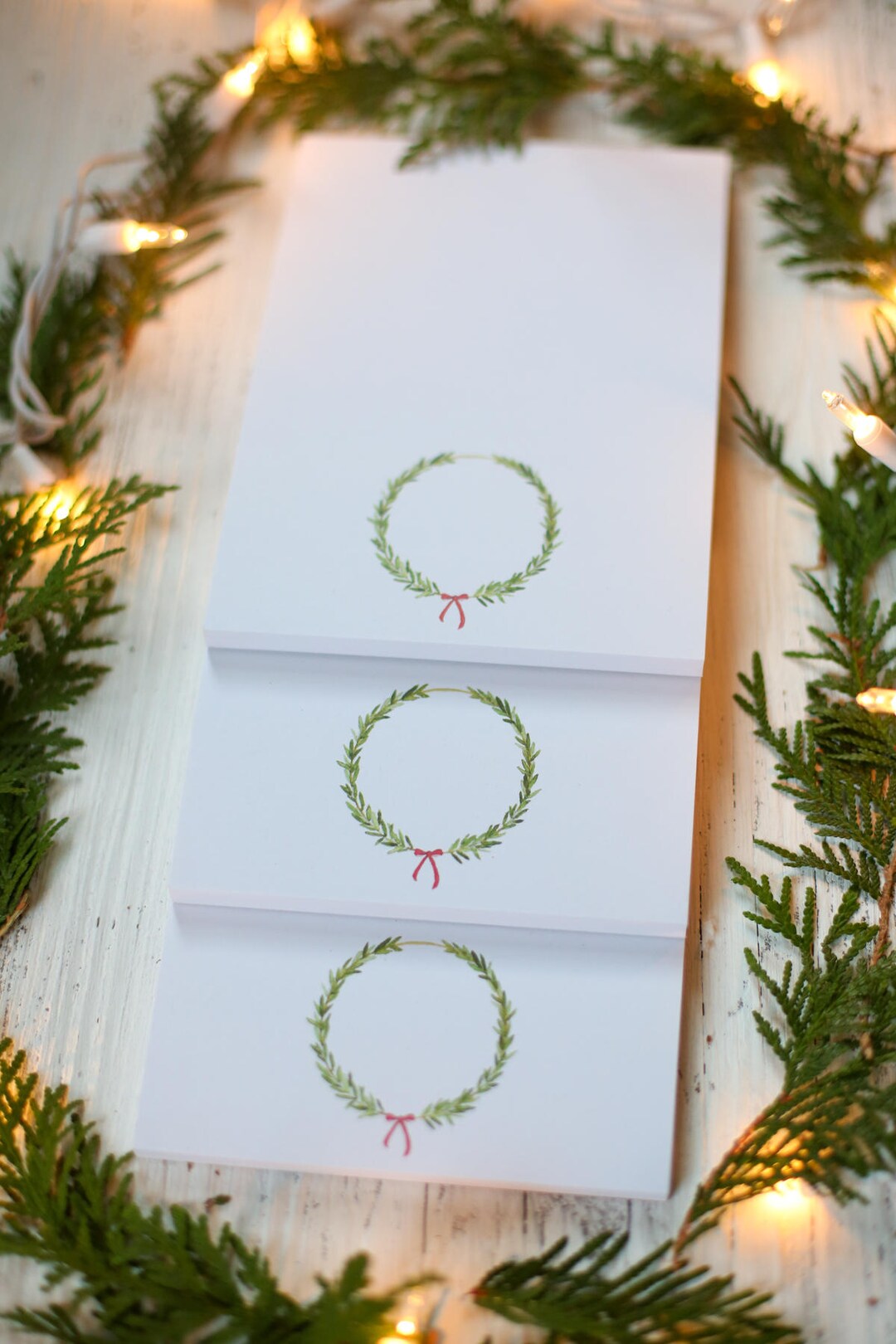 Winter Wreath Notepad Olive Wreath Paper Goods - Etsy