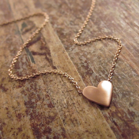 14K Rose Gold Heart Necklace 14K Gold Necklace Rose Gold - Etsy