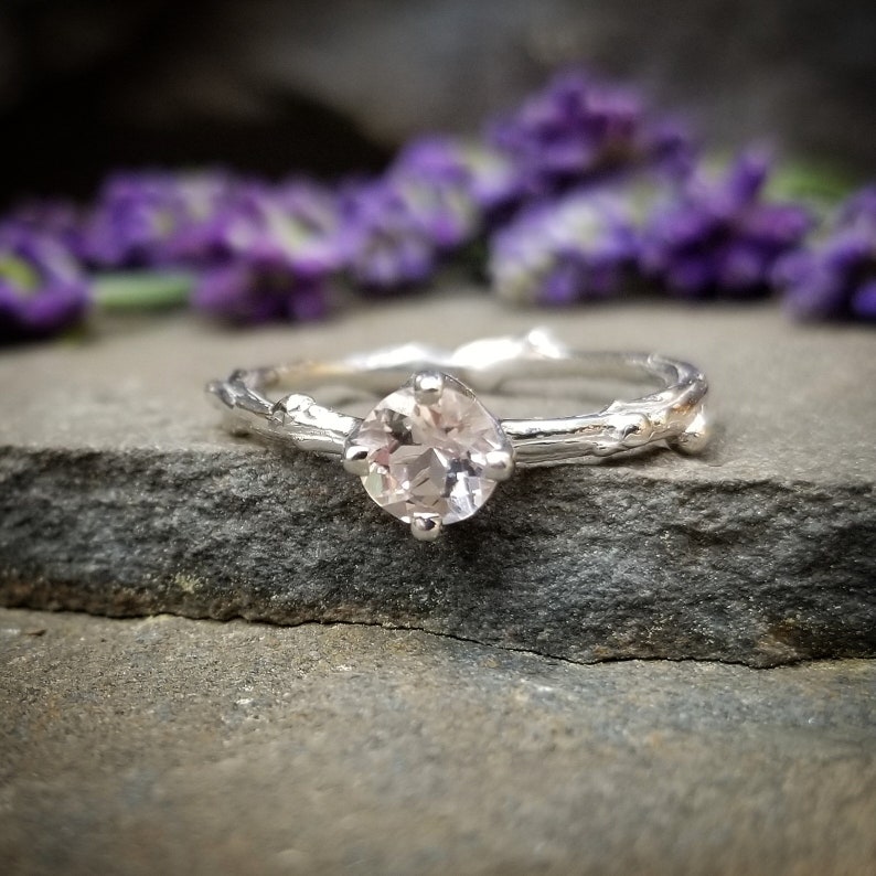 Morganite Engagement Ring Solitaire Morganite Ring Gold | Etsy