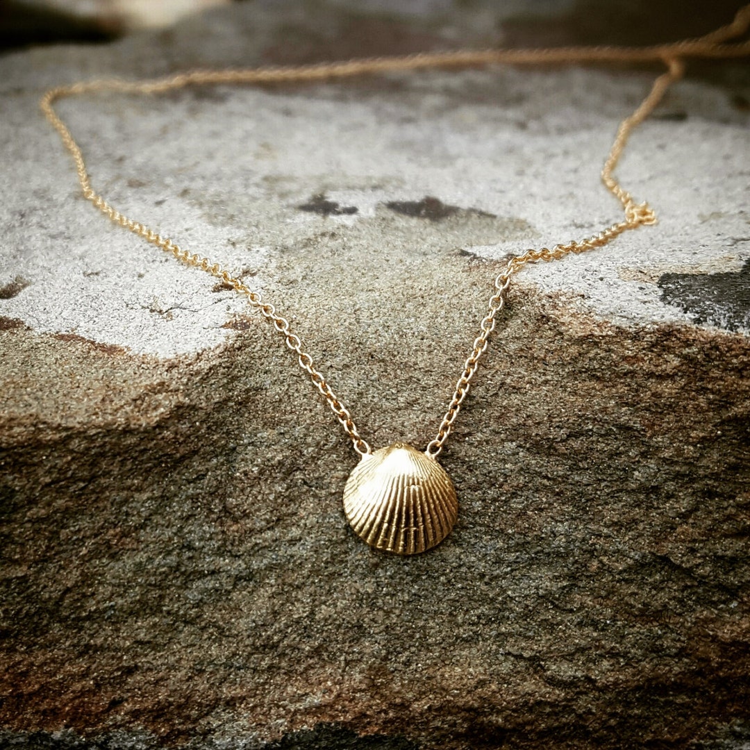 14K Gold Seashell Necklace Rose Gold Necklace Seashell Necklaces Gold ...