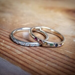 Rainbow Ring, Rainbow Wedding Bands Women, White Gold Wedding Band ...