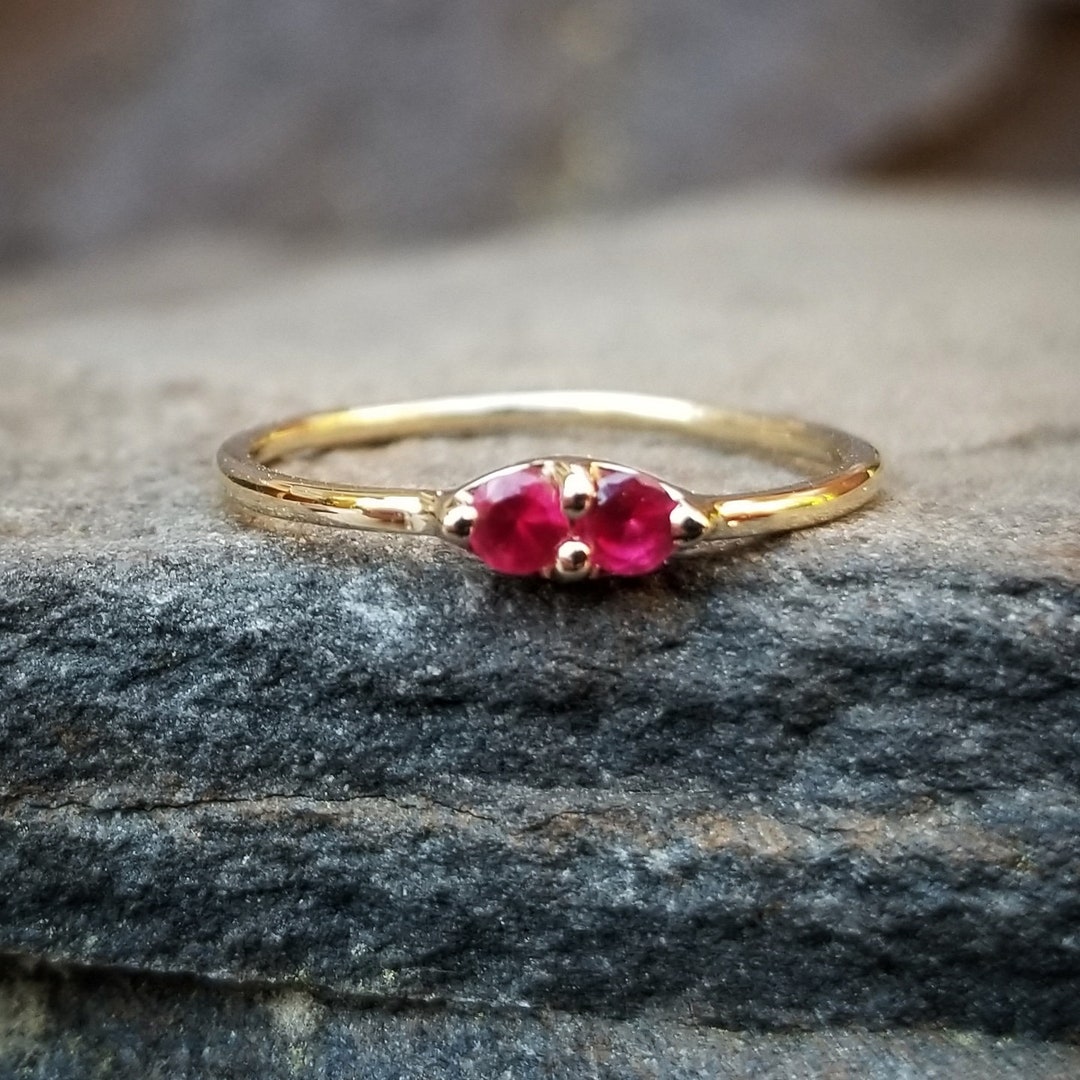 Genuine Ruby Ring, July Birthstone Ring, 14K Gold Ruby Birthstone ...