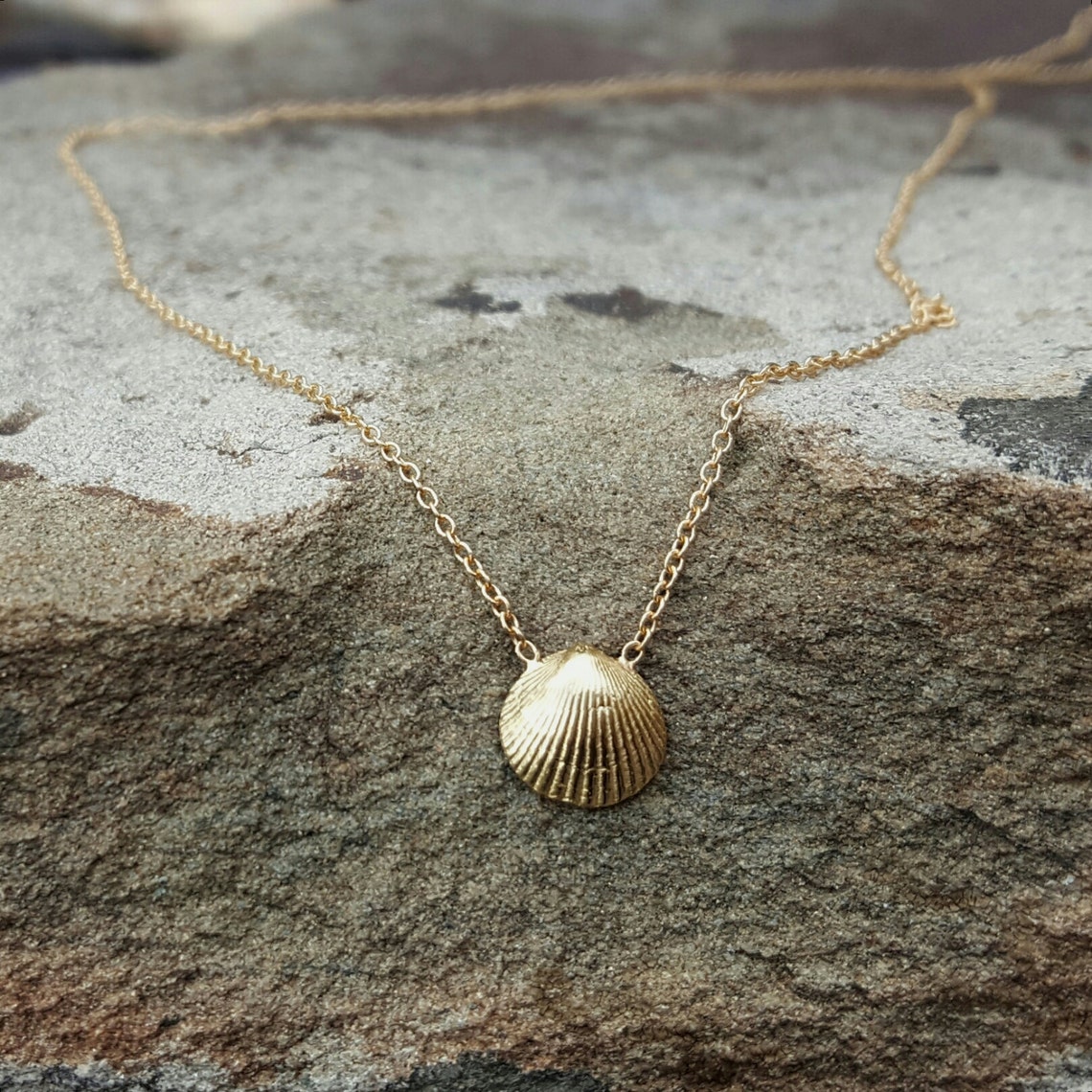 14K Gold Seashell Necklace Rose Gold Necklace Seashell - Etsy