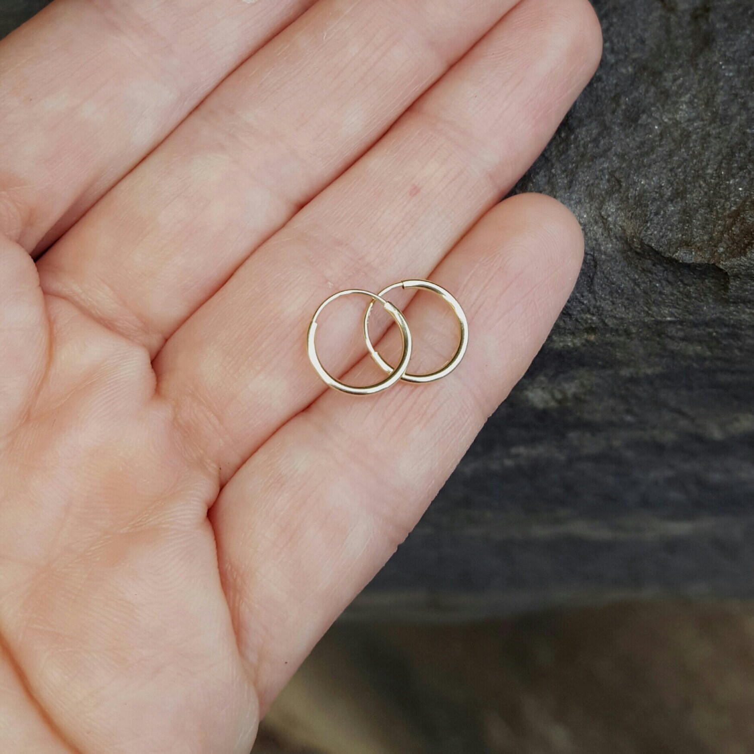 Tiny Gold Hoops White Gold Hoops Hoop Earrings 14K Hoops Small | Etsy