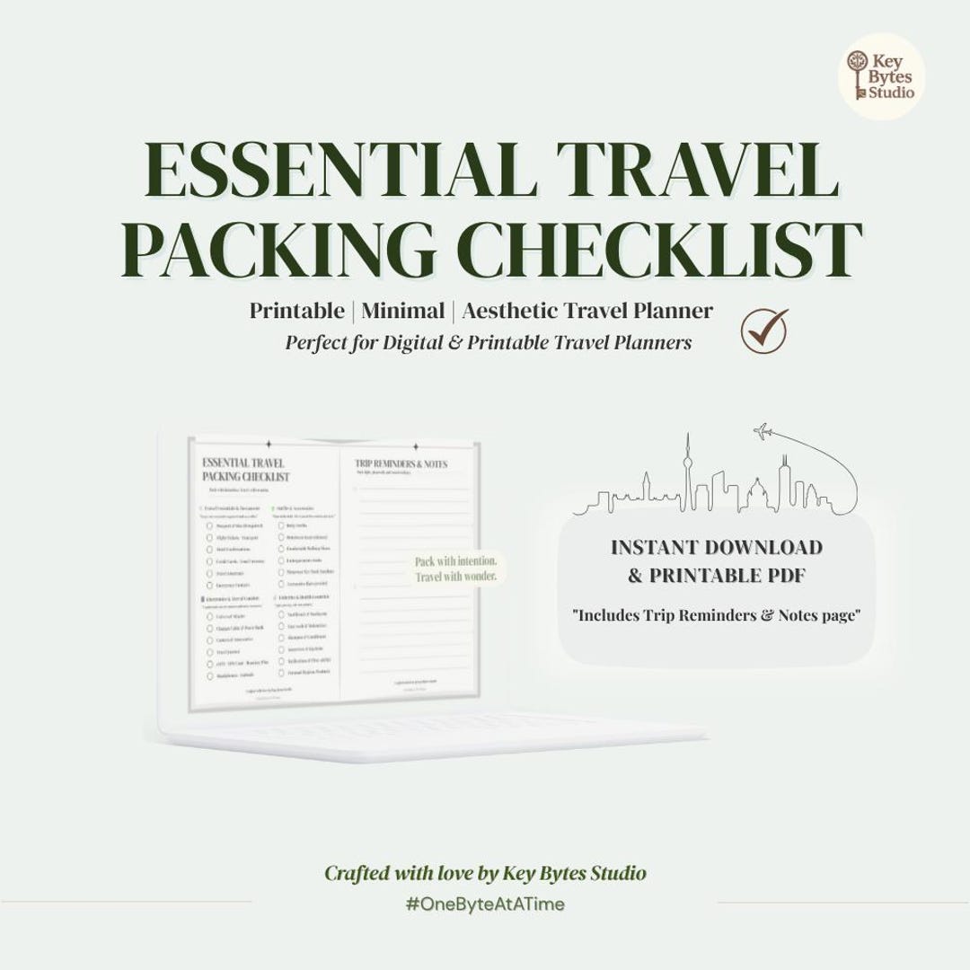 Essential Travel Packing Checklist | Travel Packing Checklist | Minimal ...