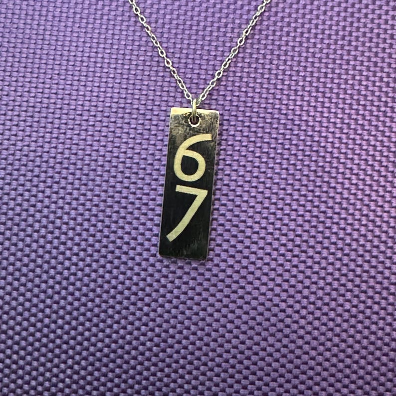 67 Meme Pendant – Stainless Steel | “he is 67.” Brainrot Necklace - Etsy