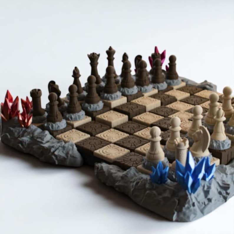 Fantasy Chess Set – 3D Printed Custom Chess Board With Sculpted Pieces ...