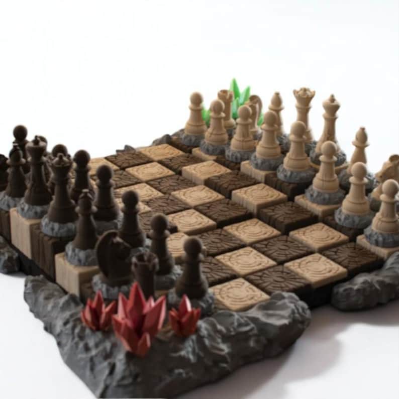 Fantasy Chess Set – 3D Printed Custom Chess Board With Sculpted Pieces ...