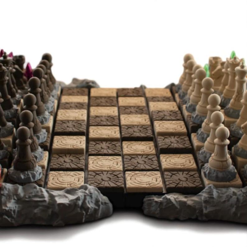 Fantasy Chess Set – 3D Printed Custom Chess Board With Sculpted Pieces ...