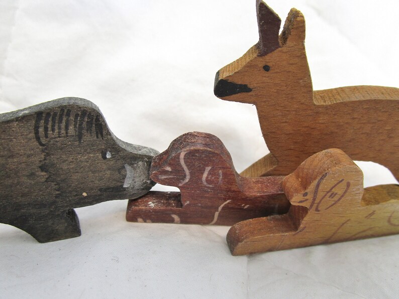 Vintage Wooden Miniature Farm Animals - Etsy
