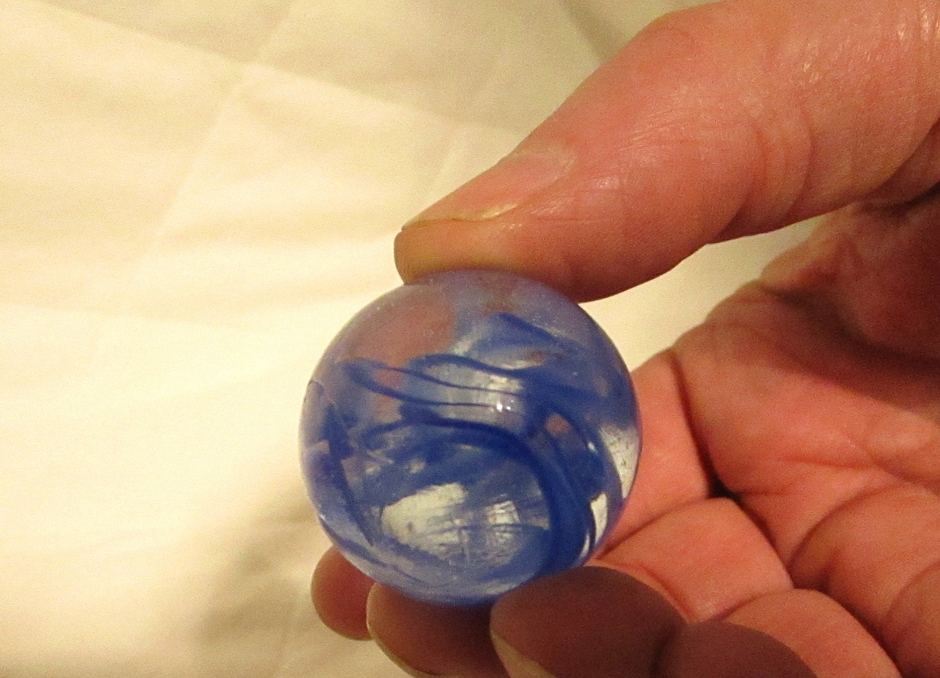 Large 1.25" Blue Swirl Clear Marble With Large Bubble - Etsy
