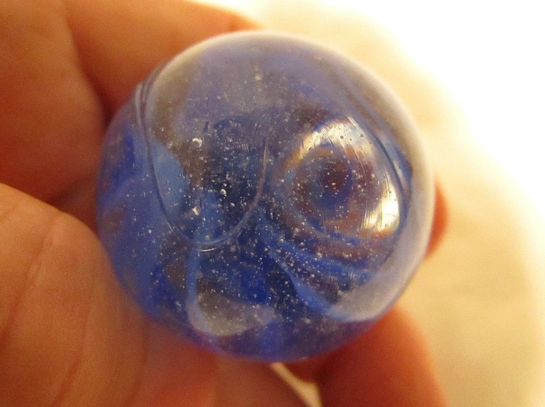 Large 1.25" Blue Swirl Clear Marble With Large Bubble - Etsy