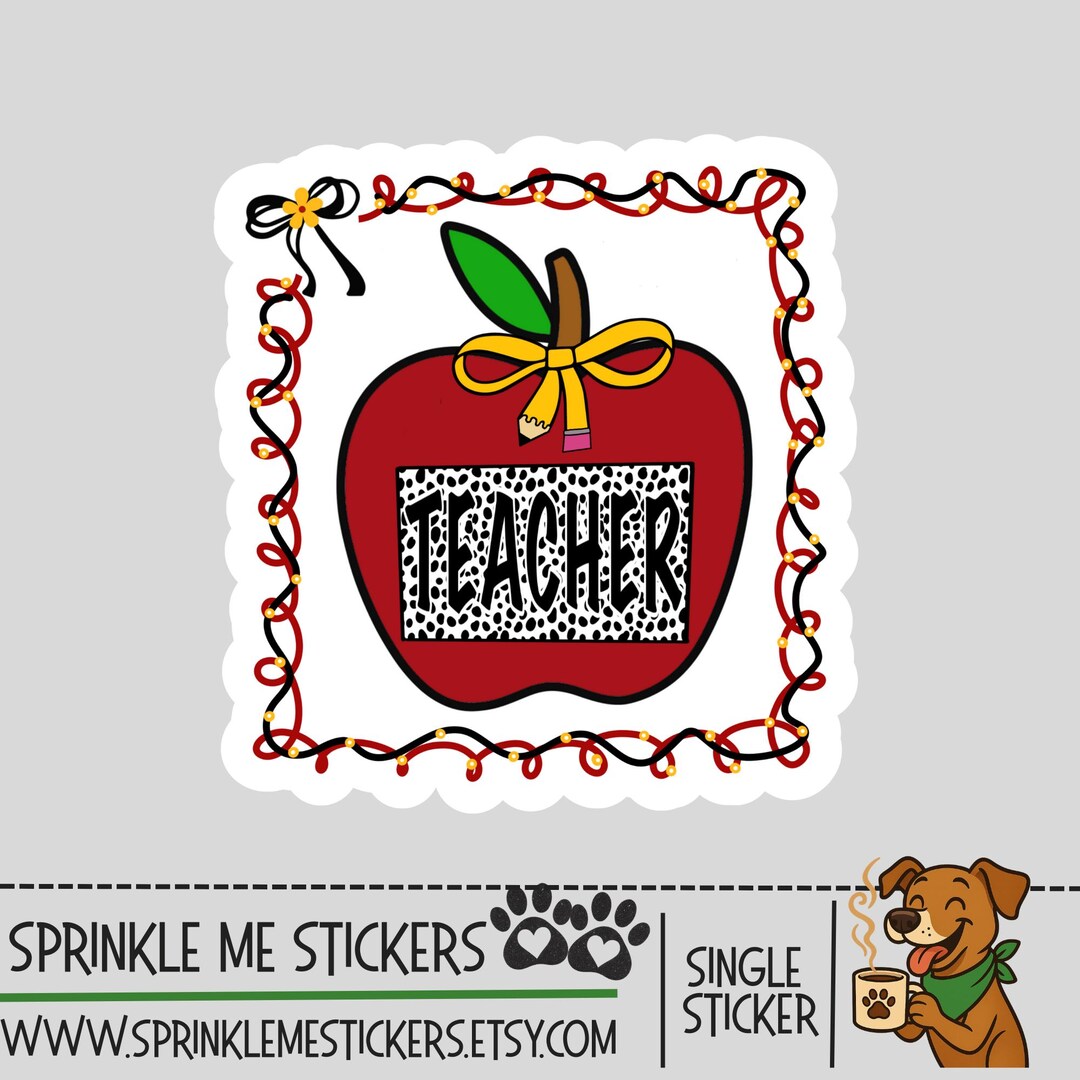 Teacher Apple Sticker-vinyl Decal - Etsy