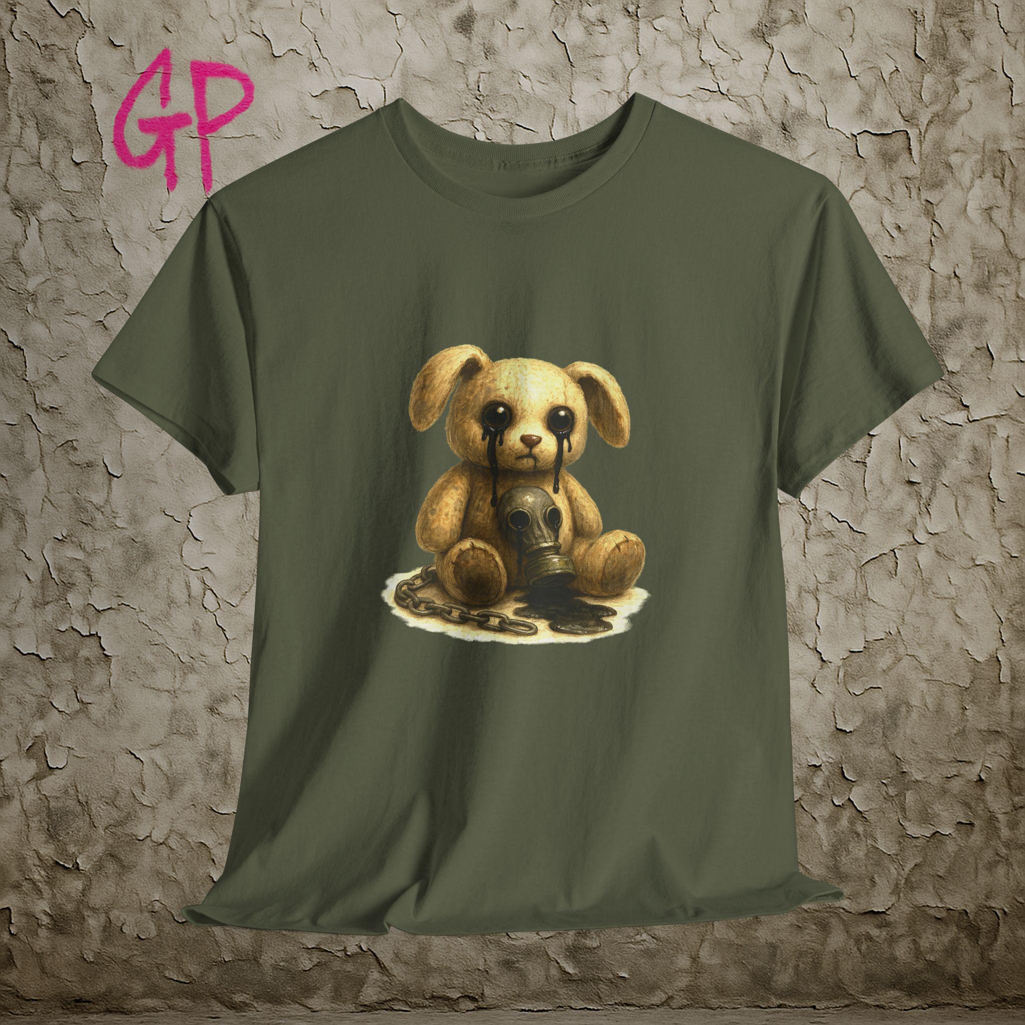 Sad Stuffed Animal Crying Oil Gas Mask Shirt Creepy Cute Plushie T ...