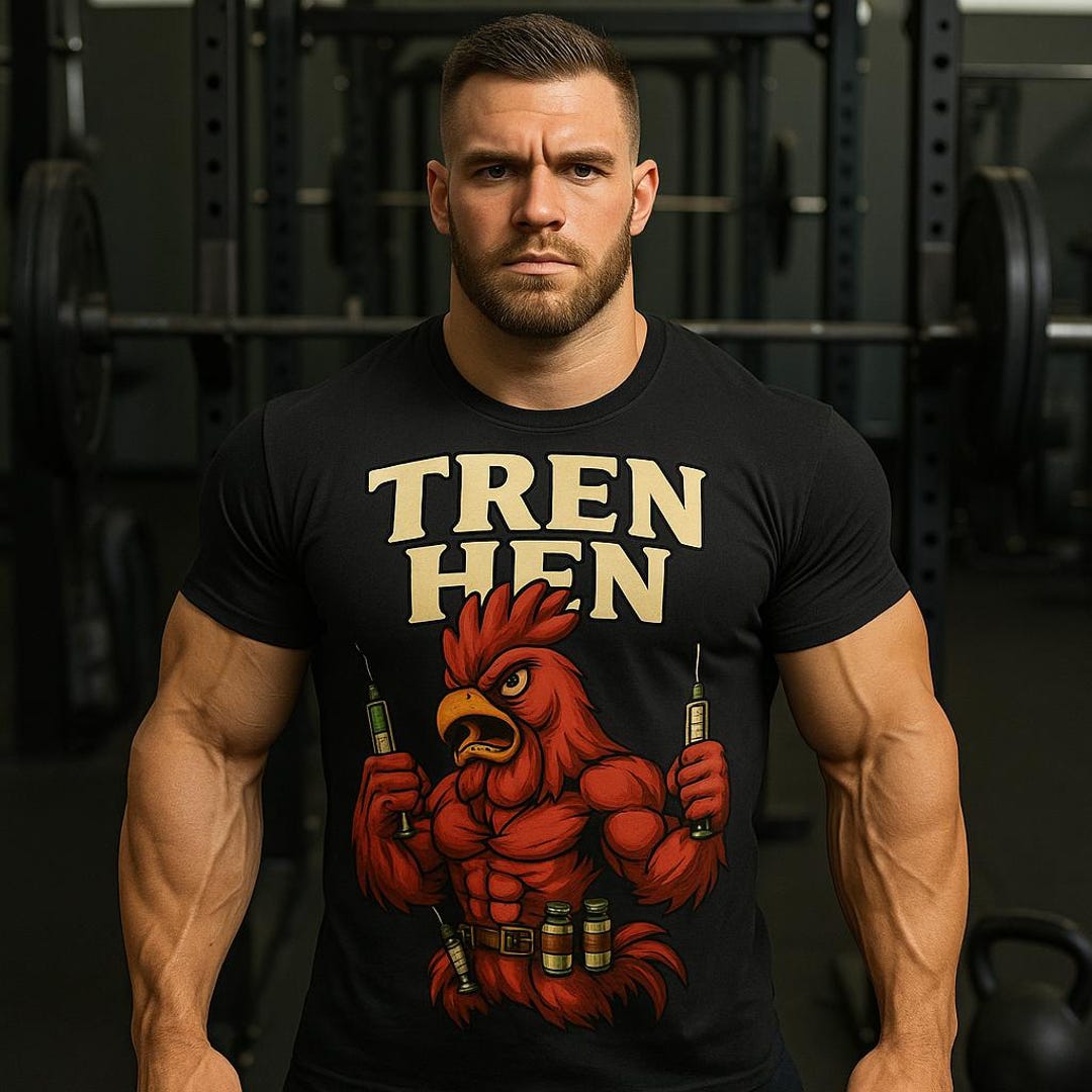 TREN HEN Gym Meme T-shirt | Juiced Rooster Bodybuilding Tee | Funny ...