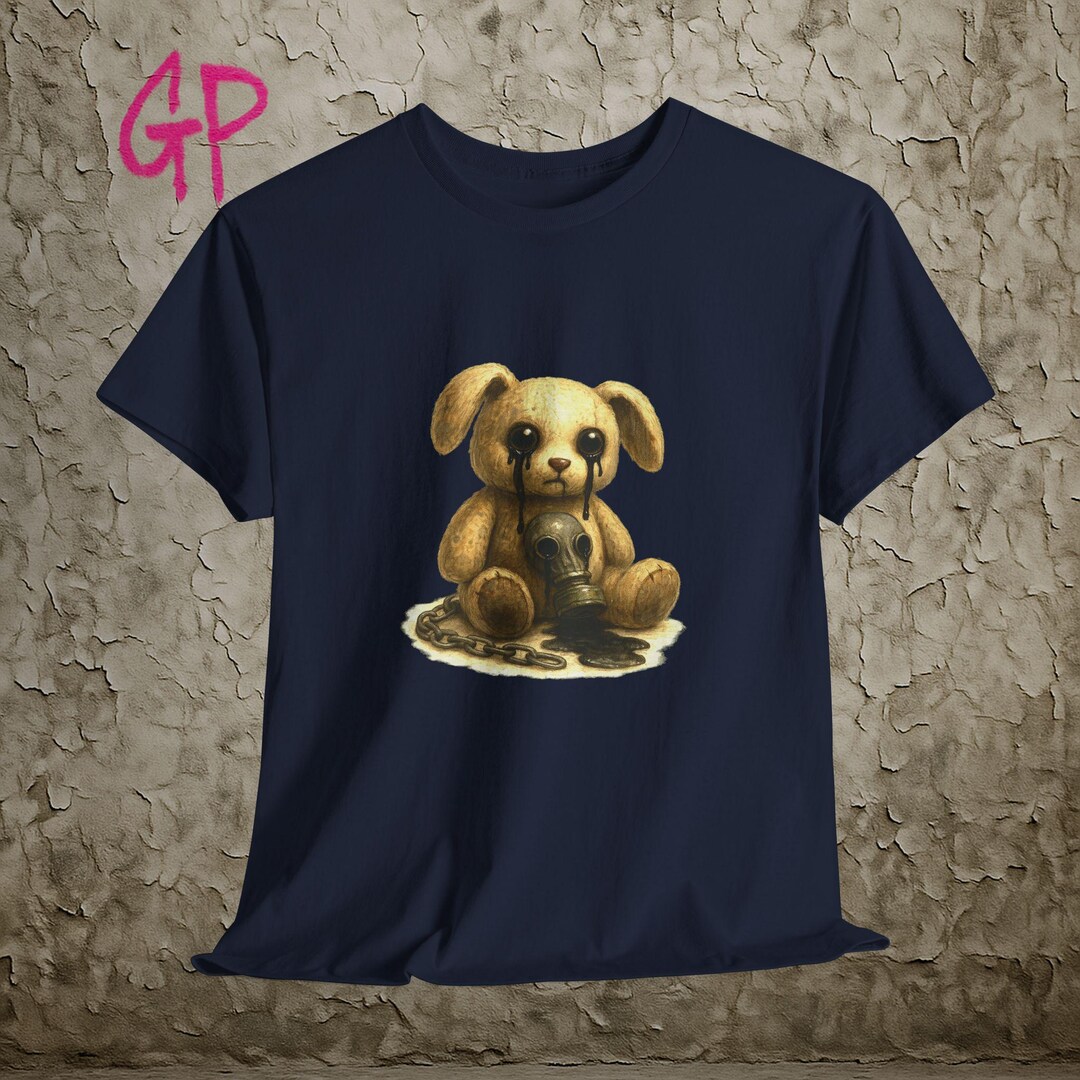 Sad Stuffed Animal Crying Oil Gas Mask Shirt Creepy Cute Plushie T ...