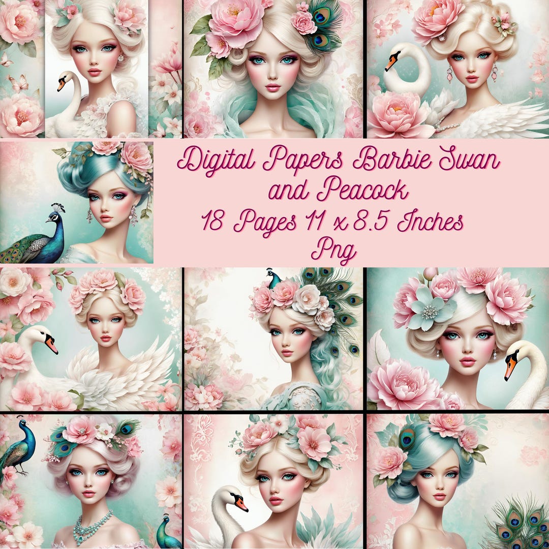 18 Digital Paper, Shabby Chic, Barbie Digital Paper, Barbie Digital ...