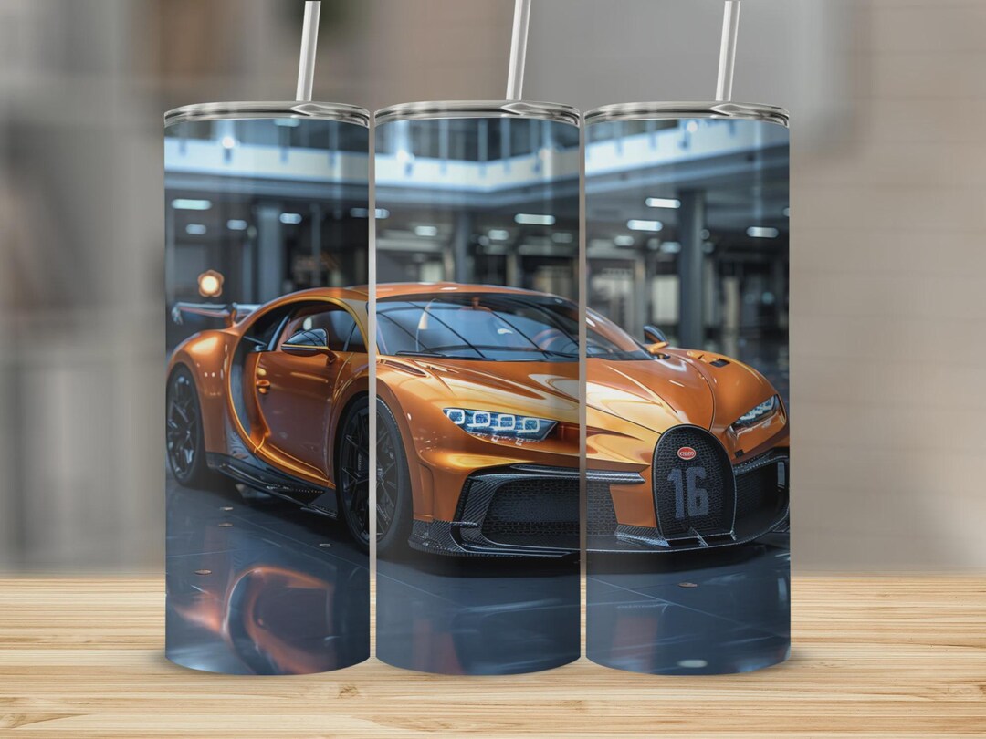 Orange Bugatti Chiron Tumbler PNG: Exotic Supercar Wrap Design (digital ...