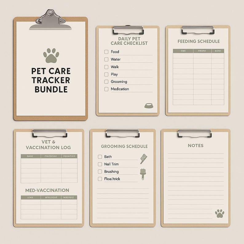 Pet Care Tracker Bundle | Printable Pet Planner | Daily Pet Care ...
