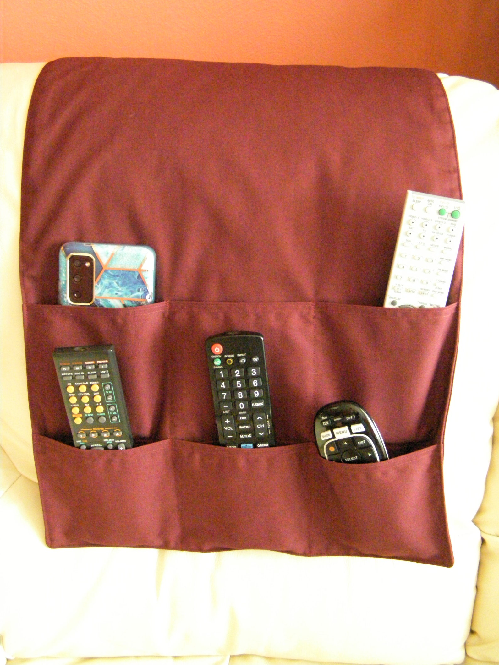 Burgundy Remote Control Organizer Caddy 6 Pocket - Etsy