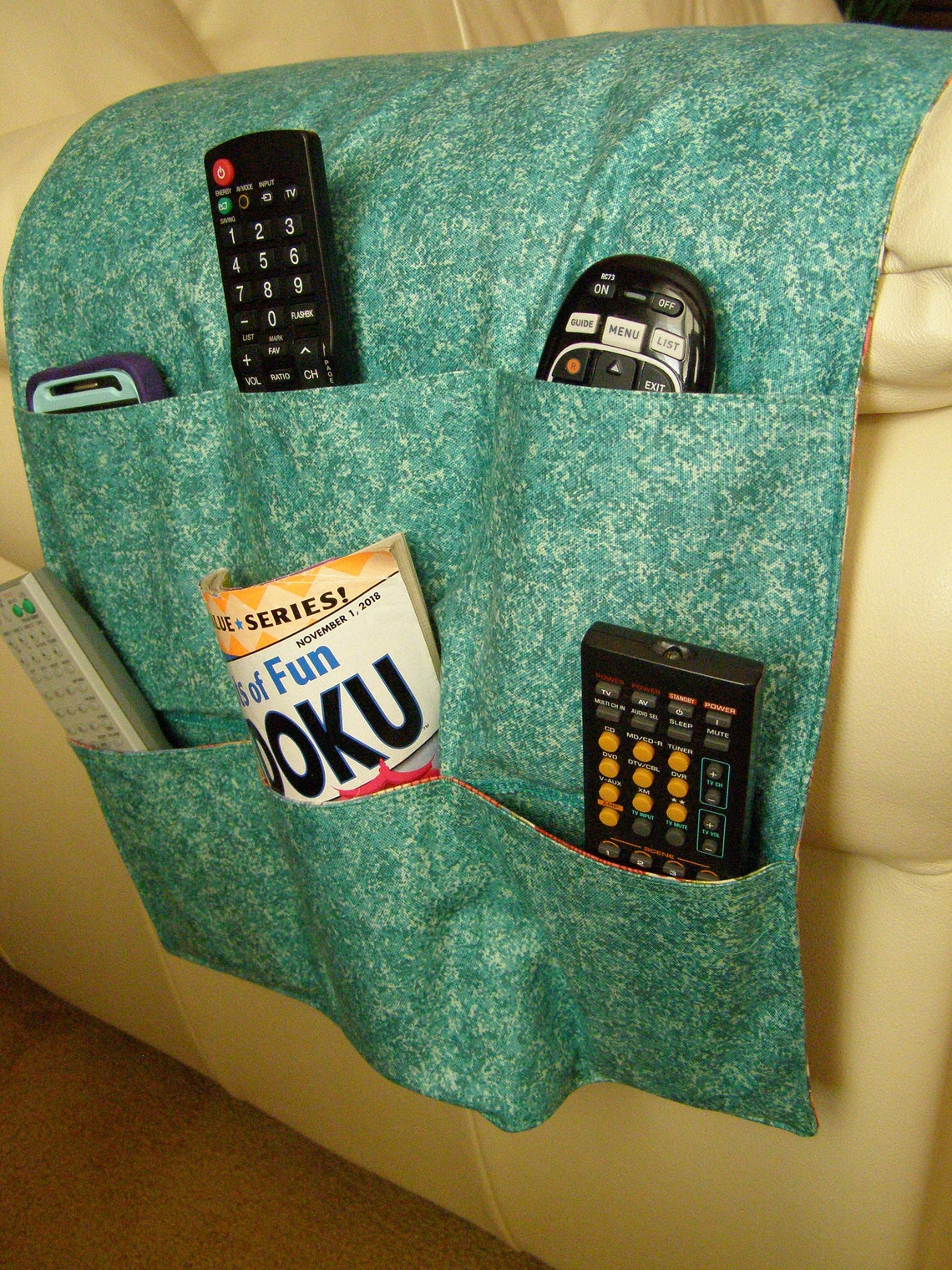 Remote Control Caddy 6 Pocket Teal - Etsy