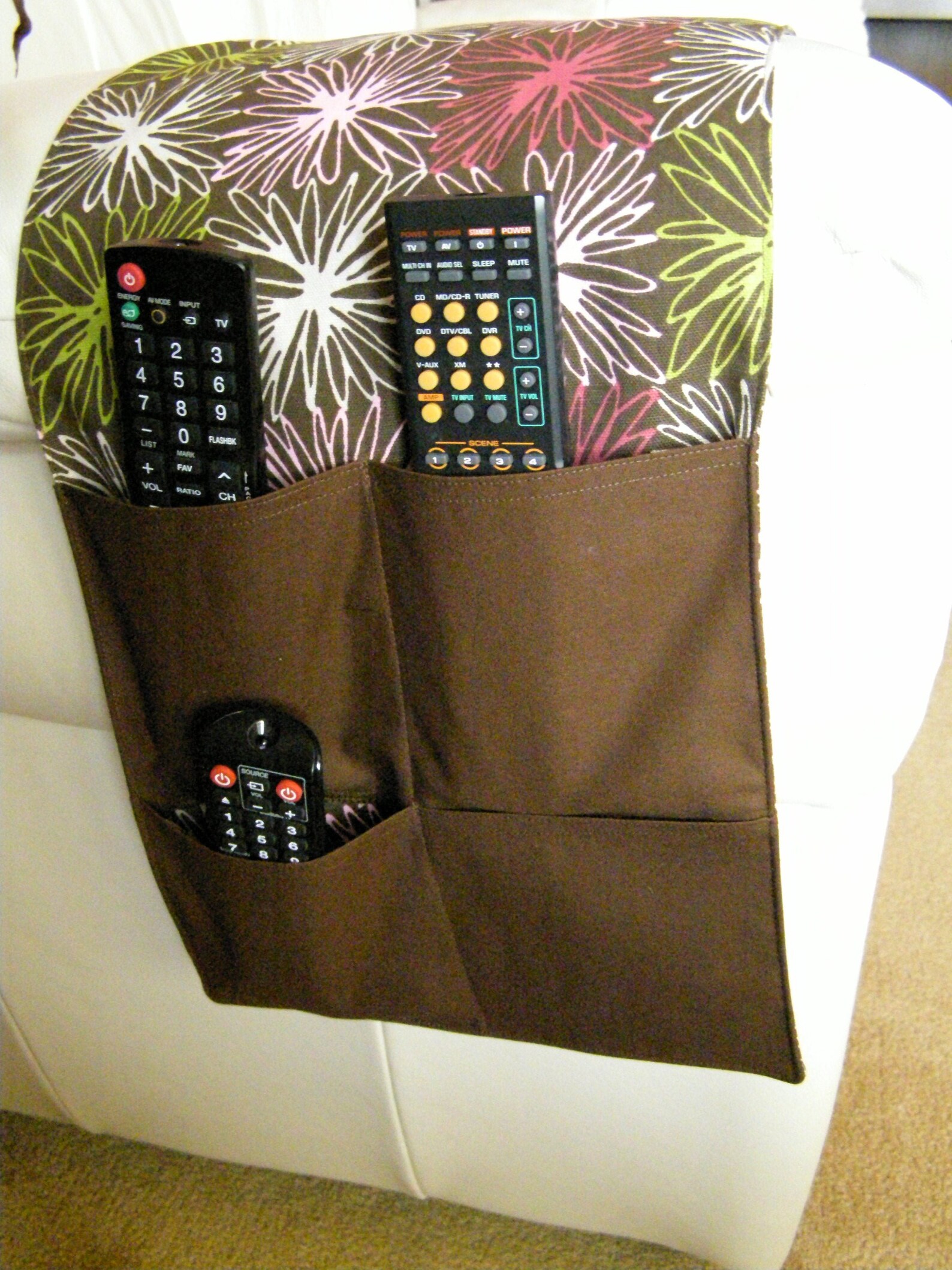 Remote Control Organizer Caddy 4 Pocket Starburst W/brown Pockets - Etsy