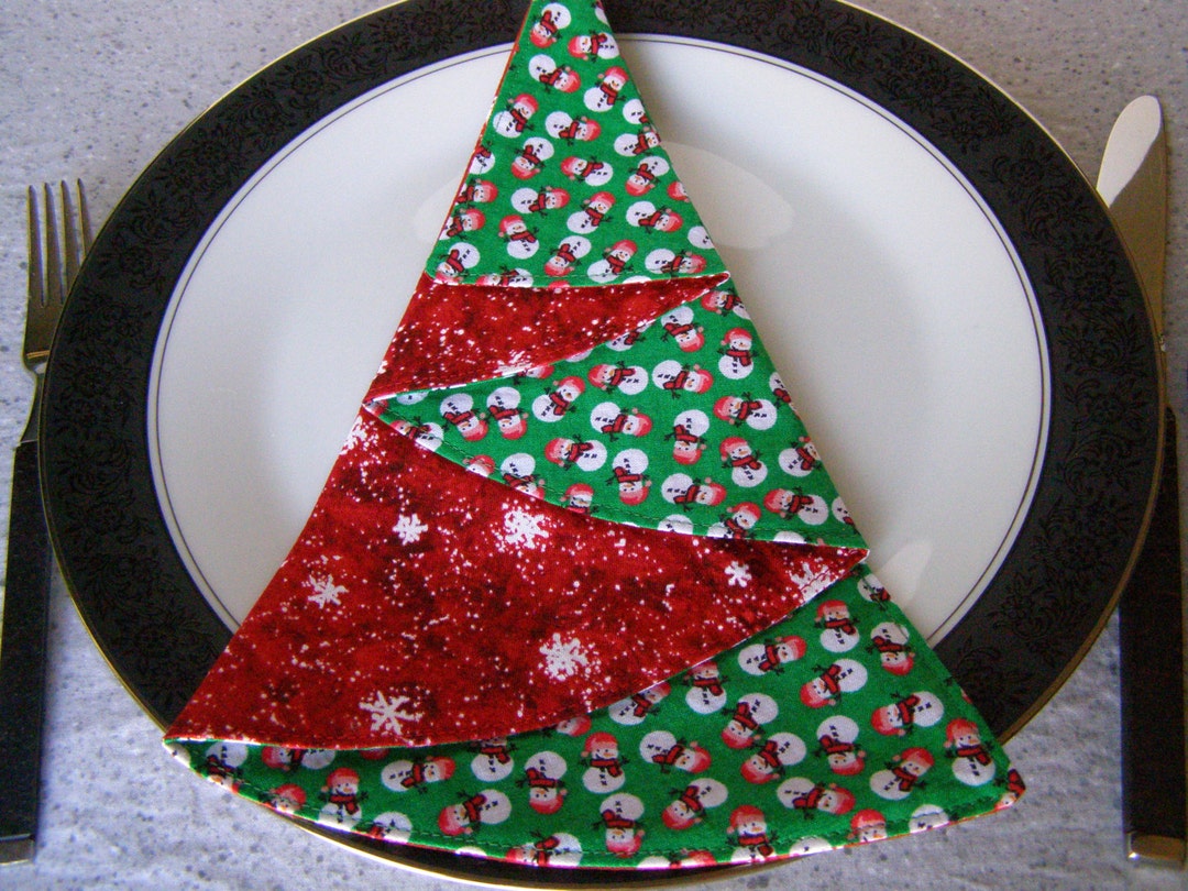 Christmas Tree Napkins Snowmen/red Set of 2 - Etsy
