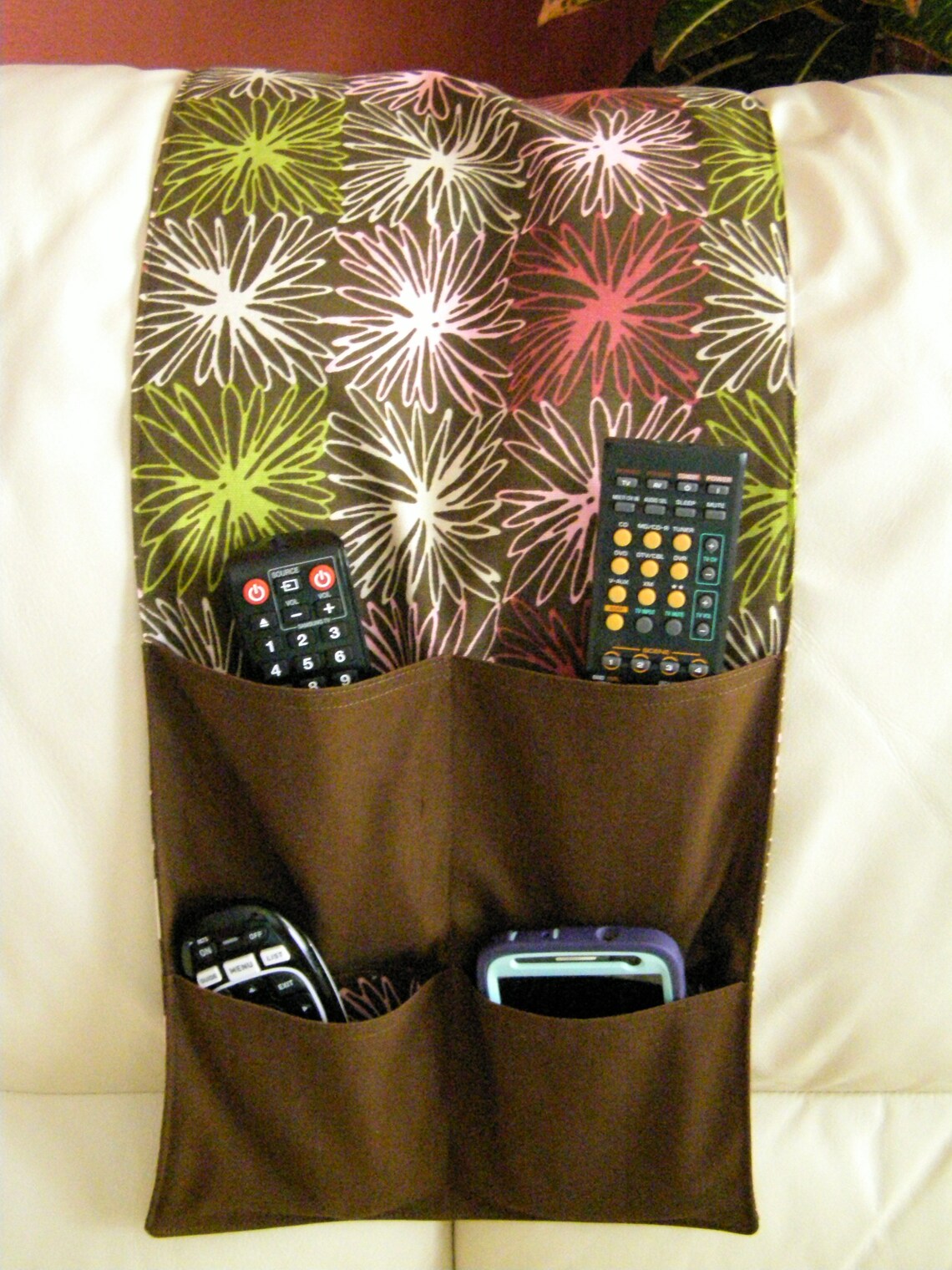 Remote Control Organizer Caddy 4 Pocket Starburst W/brown Pockets - Etsy
