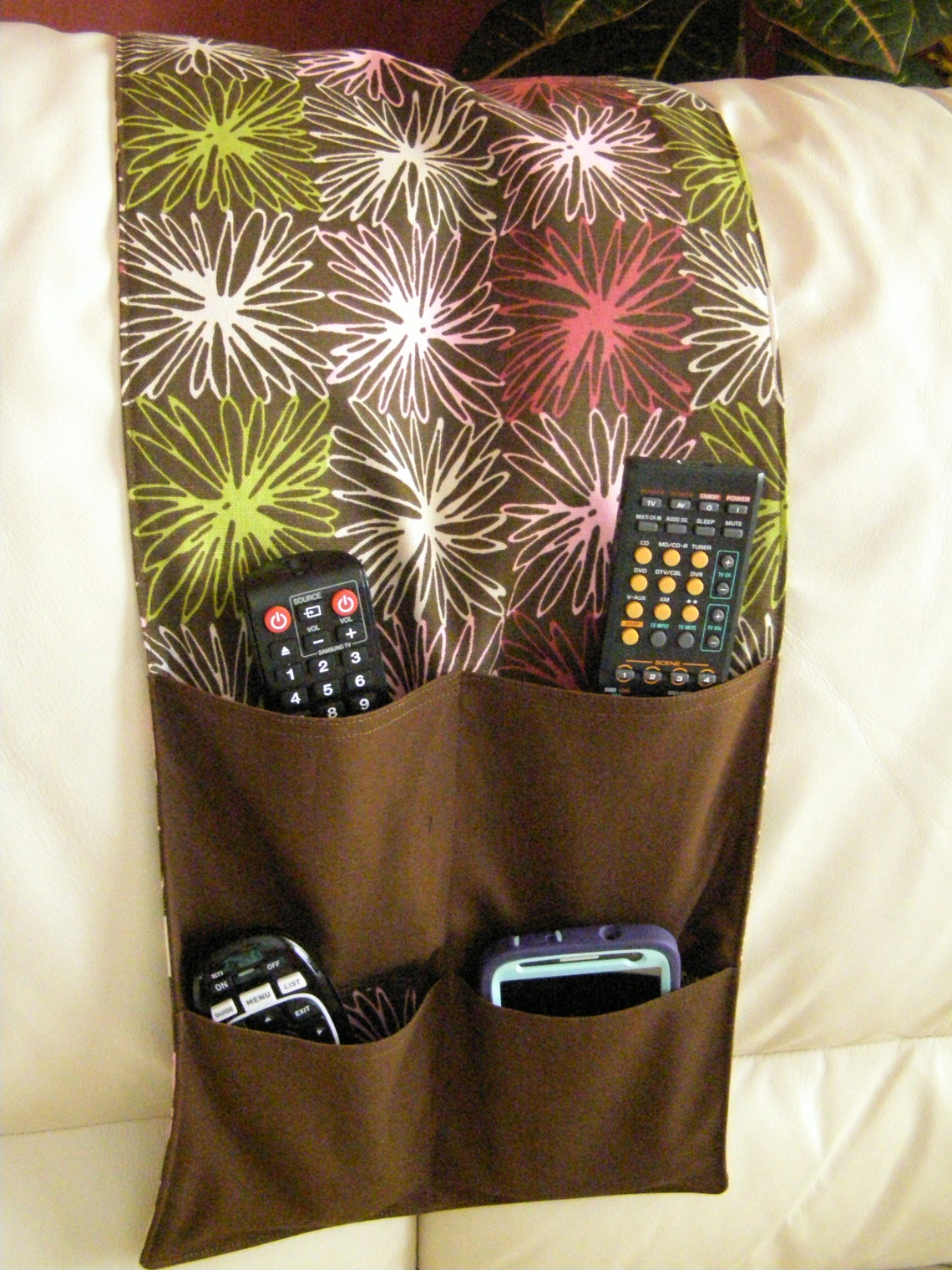 Remote Control Organizer Caddy 4 Pocket Starburst W/brown Pockets - Etsy