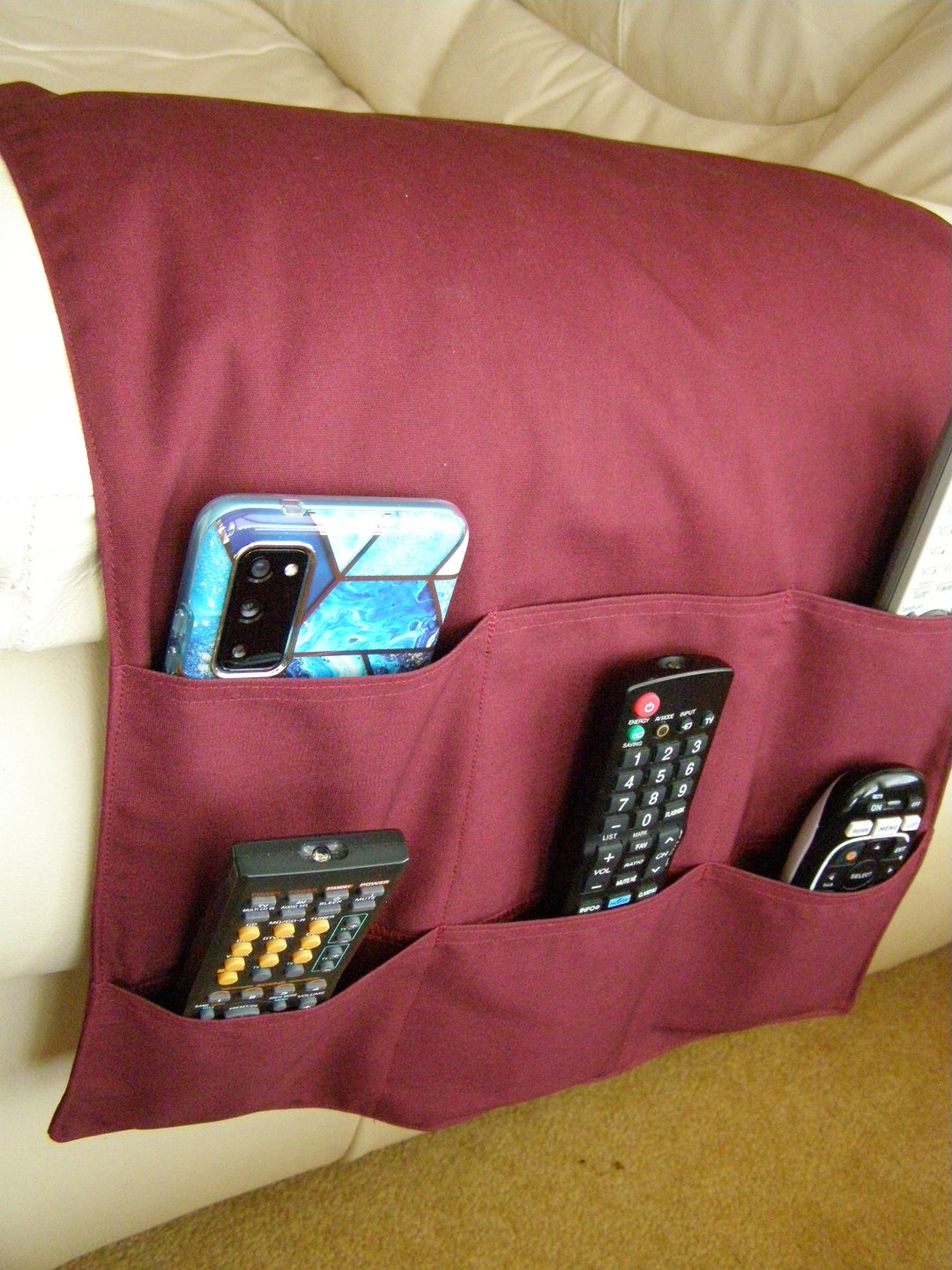 Burgundy Remote Control Organizer Caddy 6 Pocket - Etsy