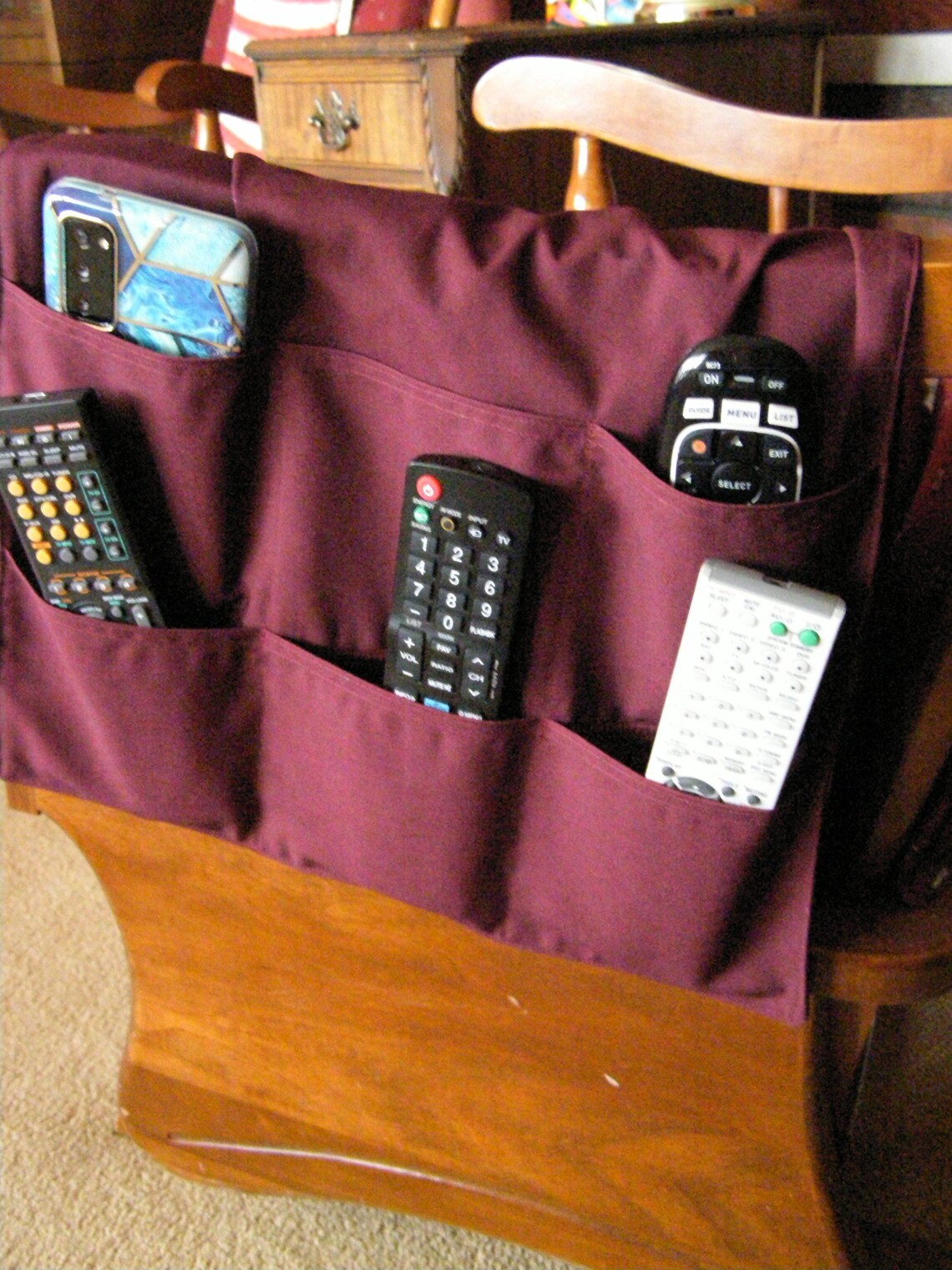 Burgundy Remote Control Organizer Caddy 6 Pocket - Etsy