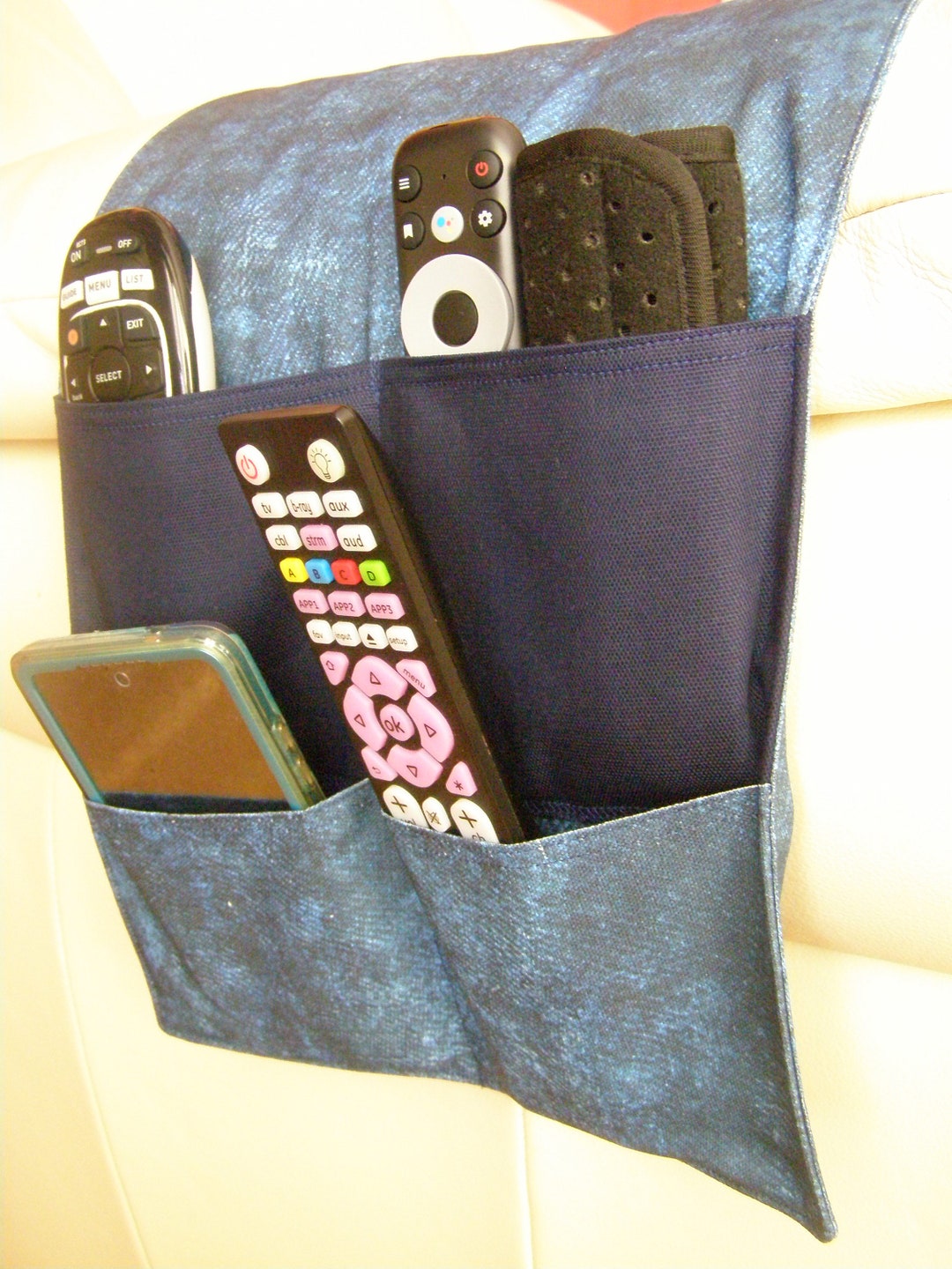 Remote Control Caddy 4 Pocket Navy Blue Denim Look - Etsy