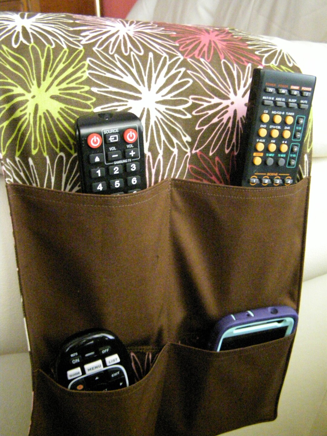 Remote Control Organizer Caddy 4 Pocket Brown/multi Starburst - Etsy