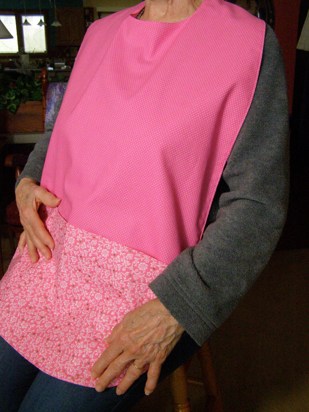Adult Pocket Crumb Catcher Bib Pink - Etsy