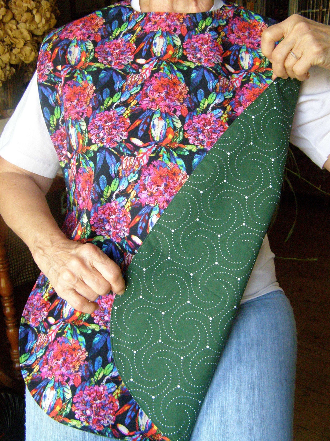 Adult Shirt Protector Floral/green Dignity Bib - Etsy