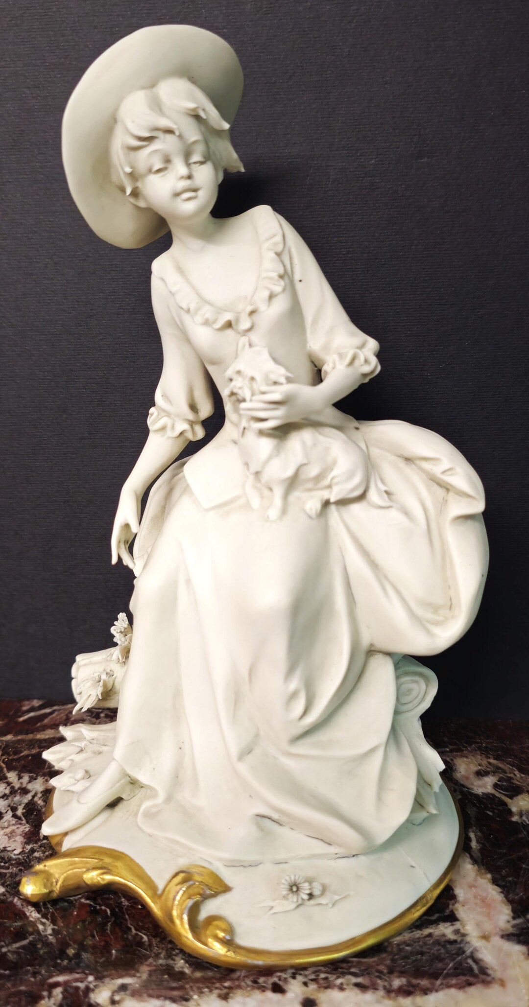 Biscuit Porcelain Sculpture – Signed Giovanni Barbetta – Female Figure ...