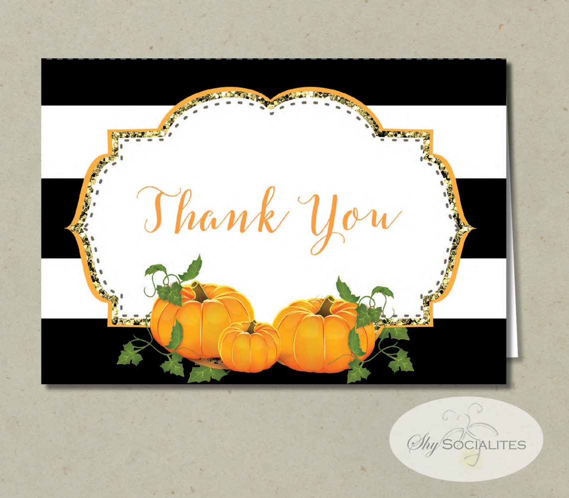 Printable Pumpkin Thank You Card Fall Autumn Halloween | Etsy