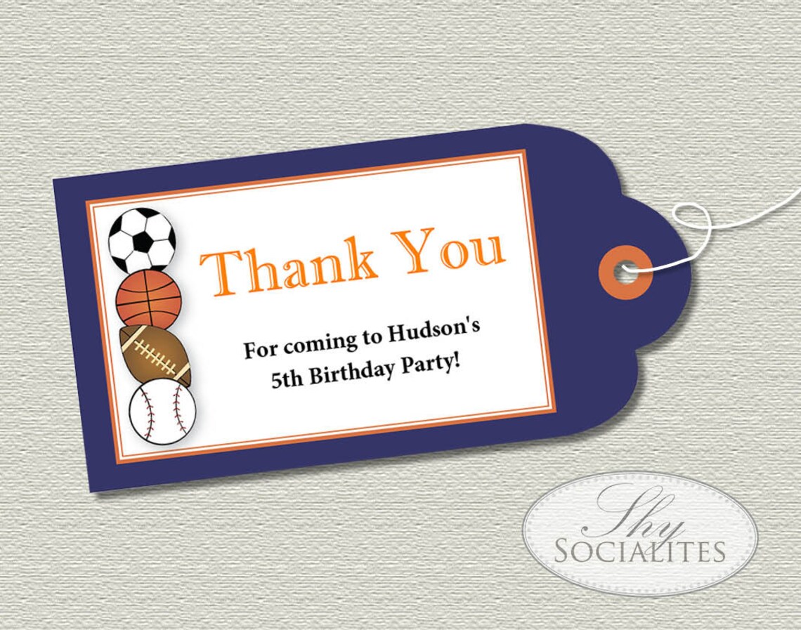 Blue Stripe Sports Gift Tags Favors Baseball Football | Etsy