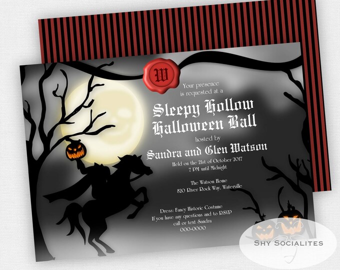 Headless Horseman Invitation Sleepy Hollow Invitation Wax Seal ...