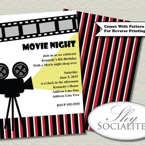 Movie Night Invitation Showtime Movie Reel Movie Camera | Etsy