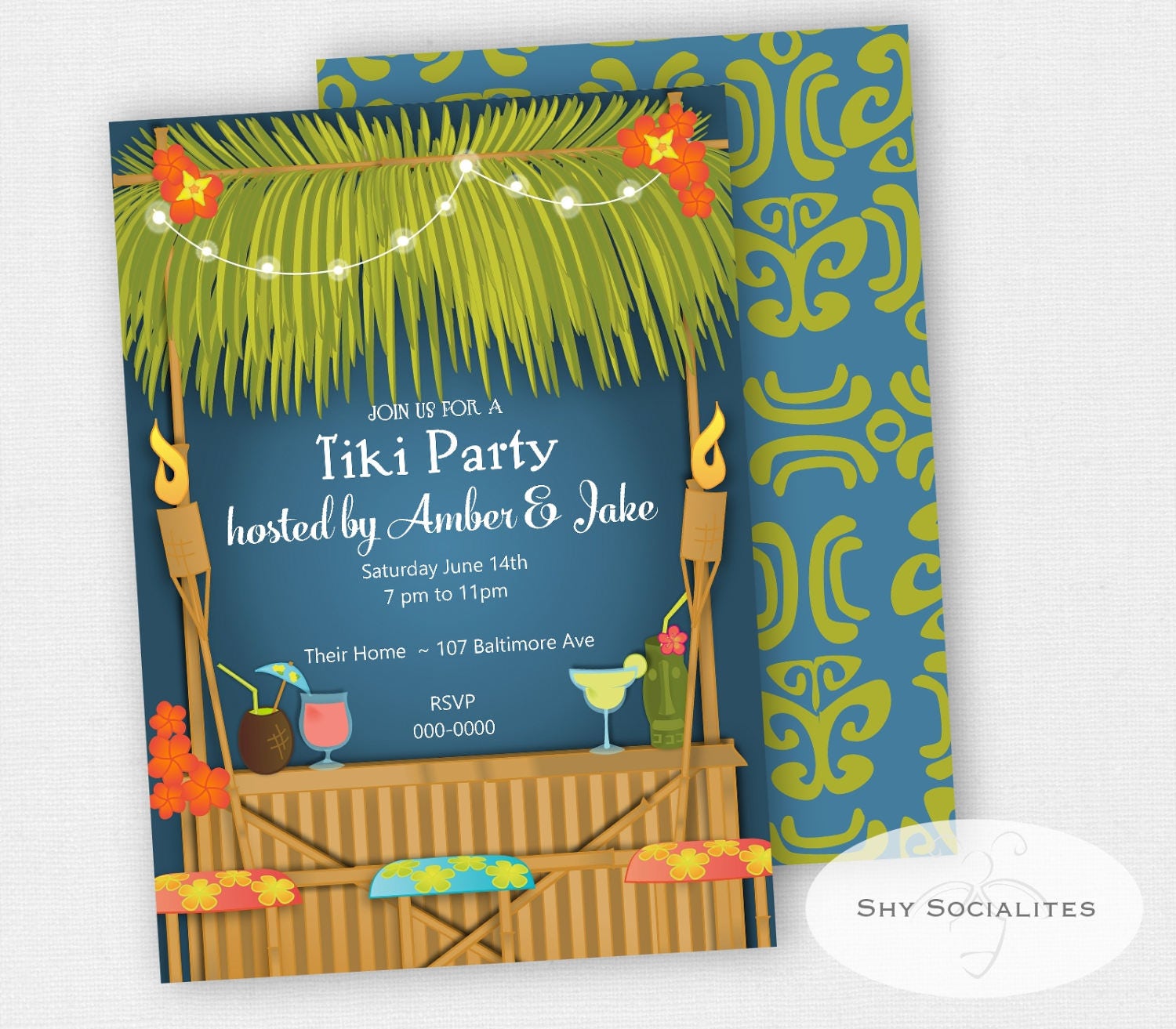 Tiki Party Invitation Tiki Bar Luau Tropical Summer | Etsy