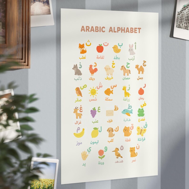 Arabic Alphabet Unframed Prints, Educational Wall Art, Kids Learning ...