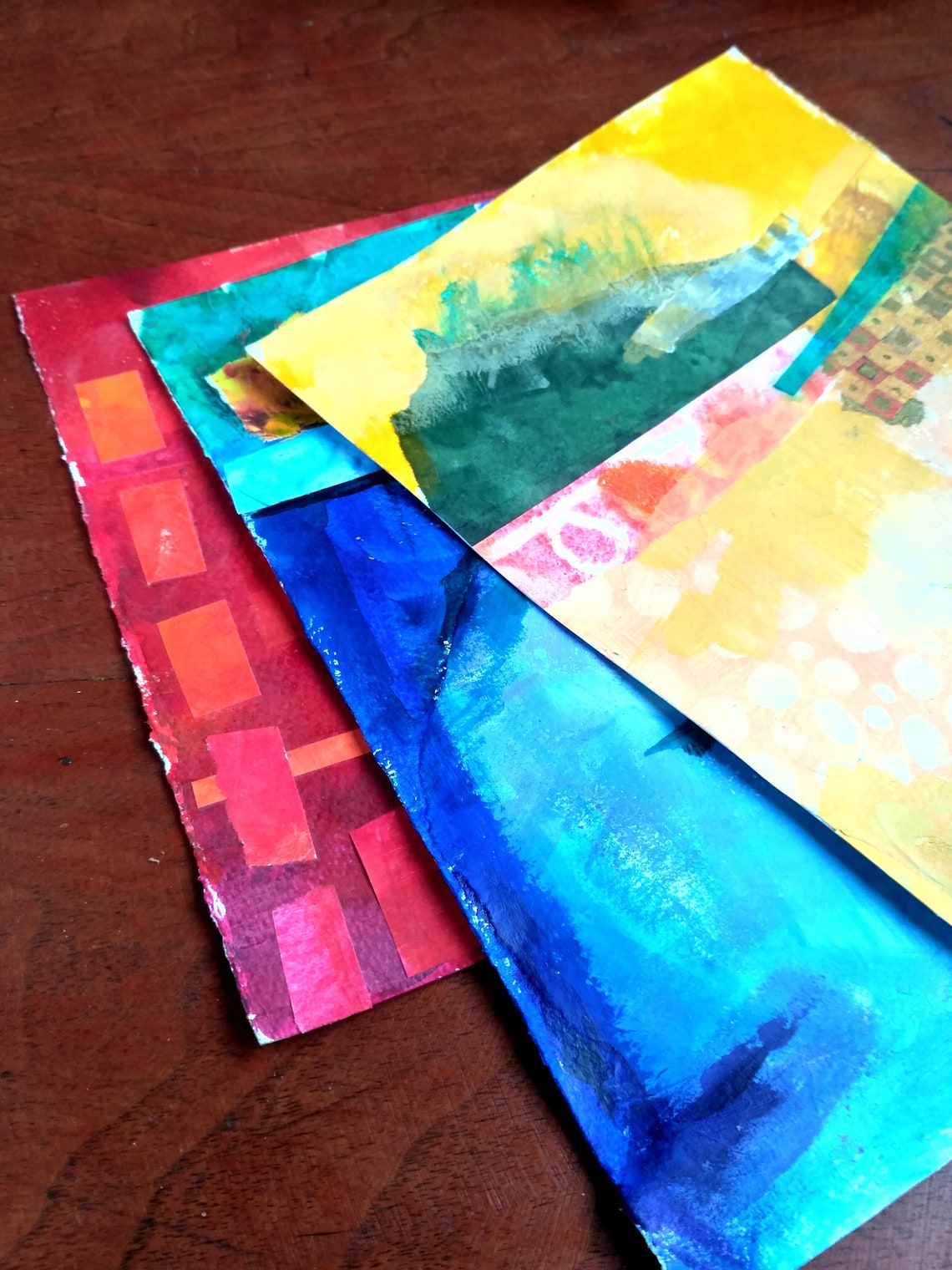 Mixed-media Art Print Creyes Abstract Art and Collage Painting With Embroidery for Abstract Art ...