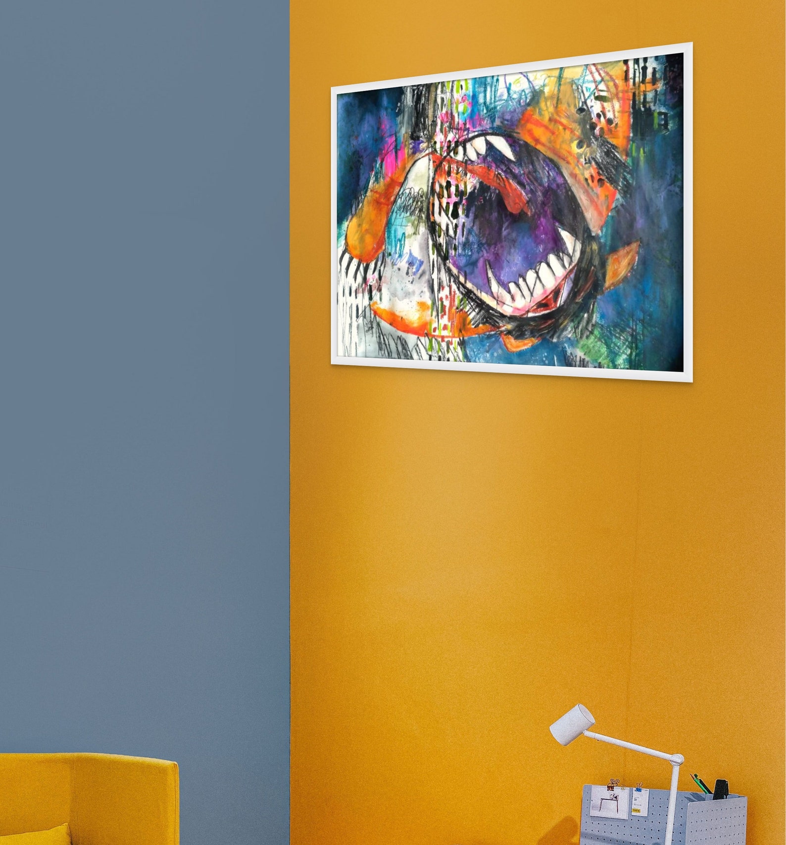 Raging Tiger Art Print of Mixed-media: Acrylics, Crayon and Pencils ...