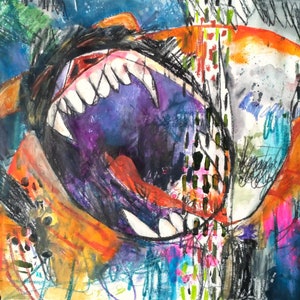 Raging Tiger Art Print of Mixed-media: Acrylics, Crayon and Pencils ...