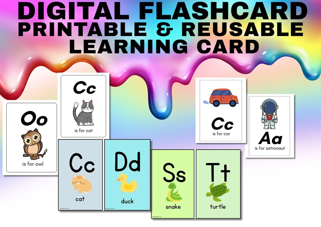 Digital Alphabet Flashcards – Printable & Reusable Learning Cards - Etsy