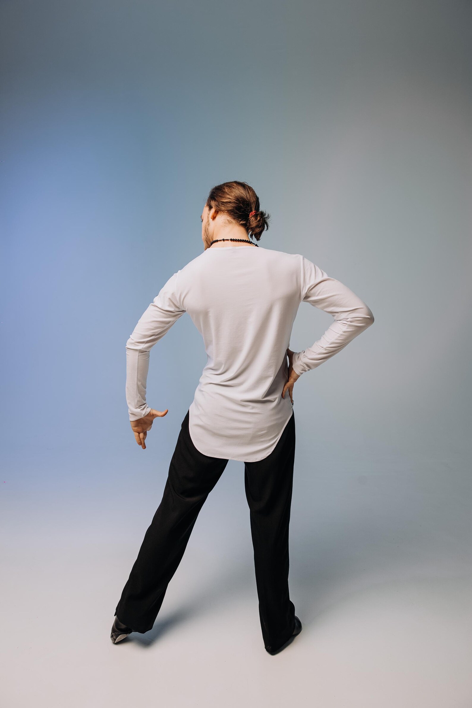 Men’s Latin Dance Shirt in Pure White – Deep V-neck Performance Top ...
