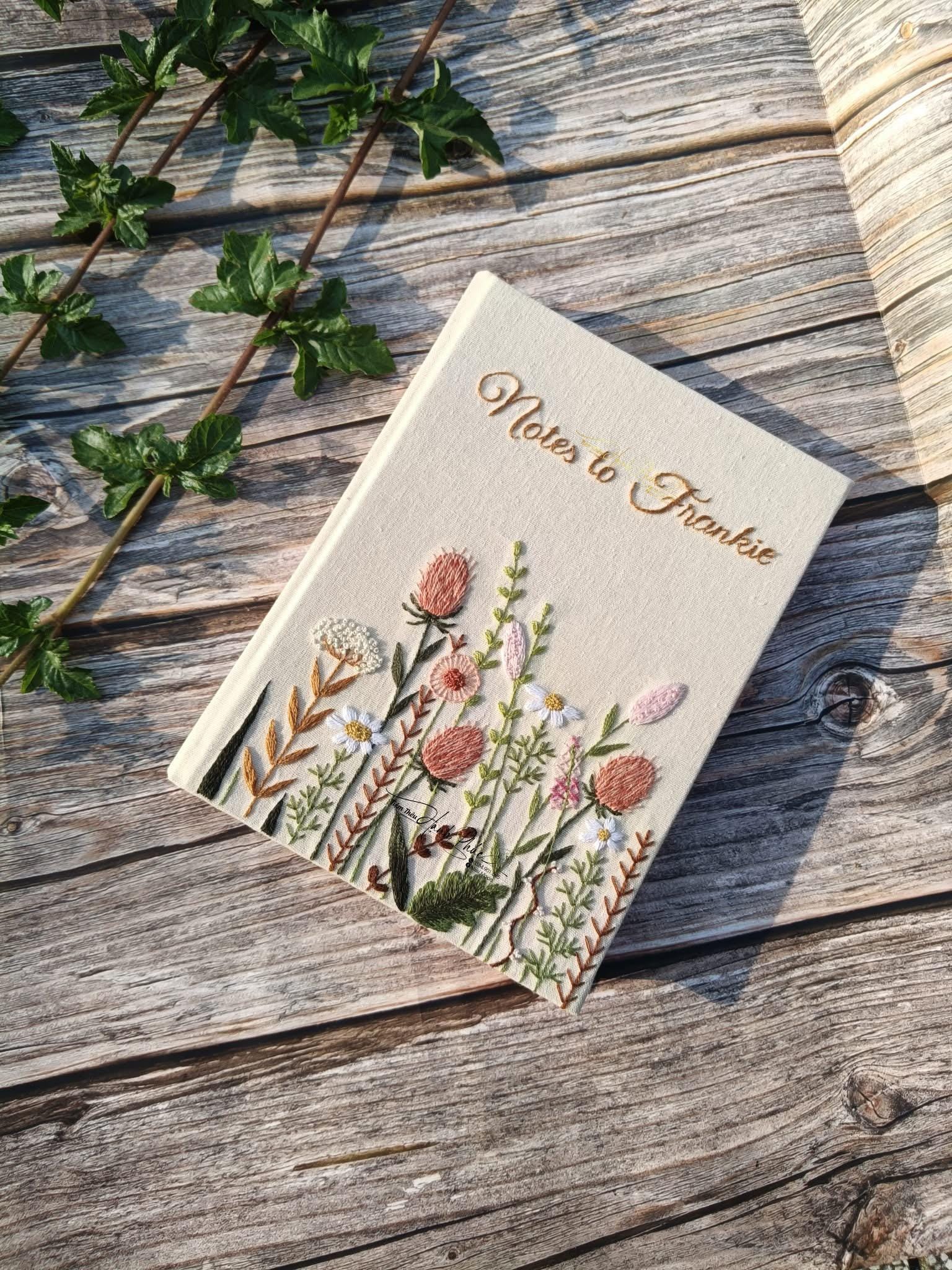 Hand Embroidered Journal | Fabric Covered Notebook | Handmade ...