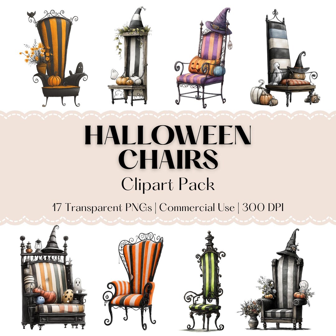 Halloween Chairs Watercolor Clipart - Spooky PNG Designs - Magical ...