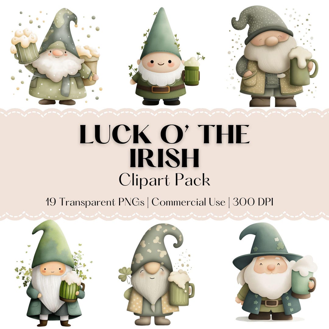Luck O' the Irish Clipart Set - 19 Watercolor Leprechauns PNG - Instant ...